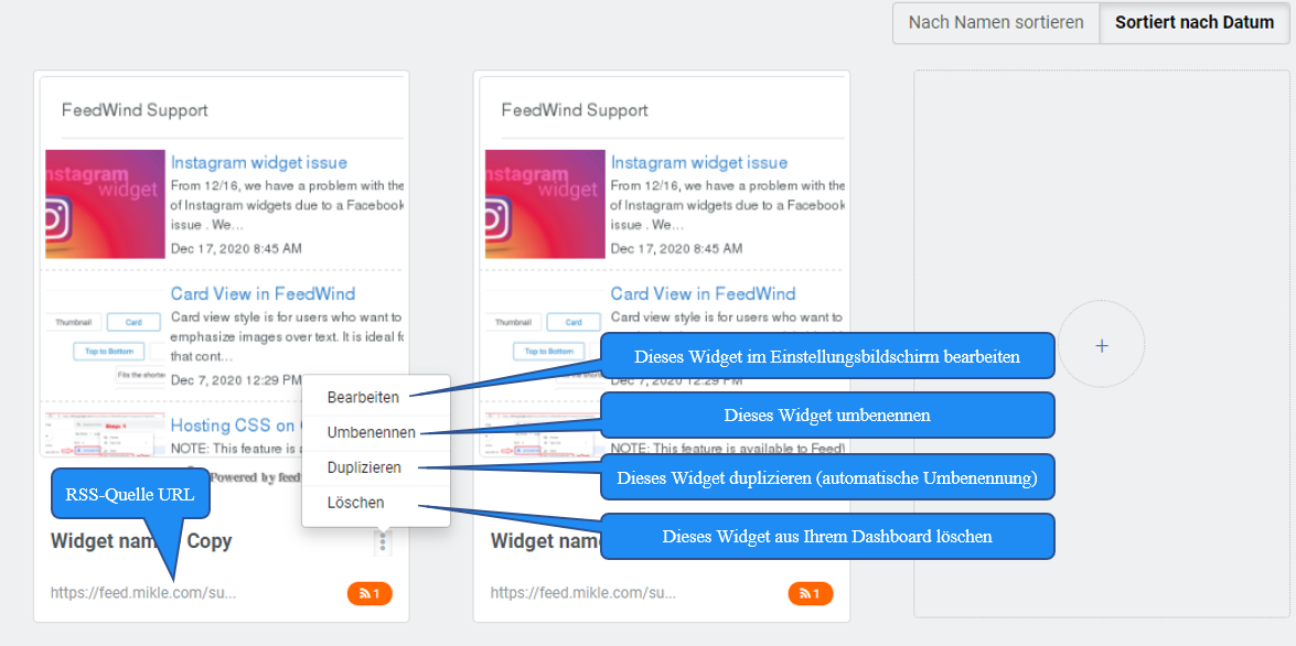 Erstellen oder Bearbeiten des Widget-Namens - Feedwind-Unterstützung : Feedwind-Unterstützung