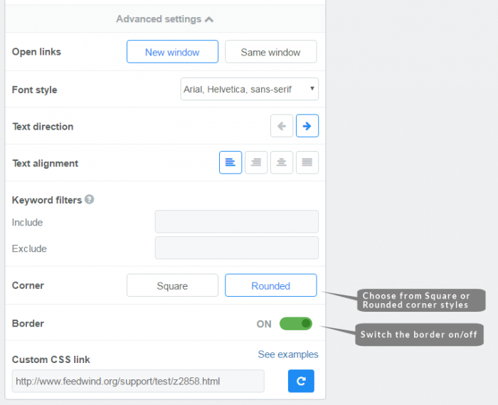 Modify Corner Radius of widgets for various browsers | FeedWind