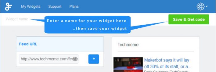 Create or Edit Your Widget Name | FeedWind