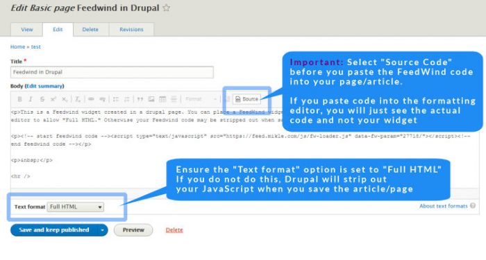 Steps to Create Drupal RSS Feed Widget | FeedWind